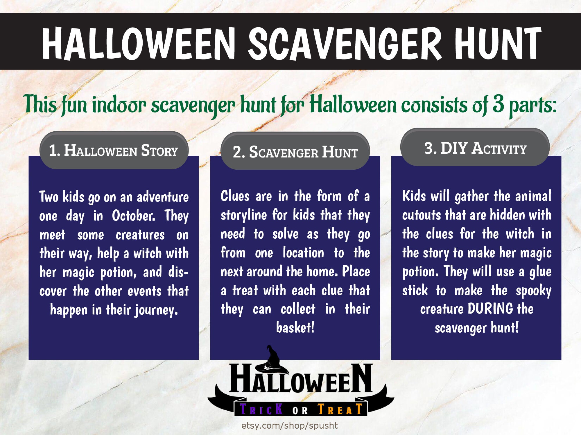 Halloween Scavenger Hunt for Kids, Halloween Treasure Hunt, Candy Hunt ...