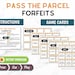 Pass the Parcel Game Forfeits, Birthday Party Game Printable ...