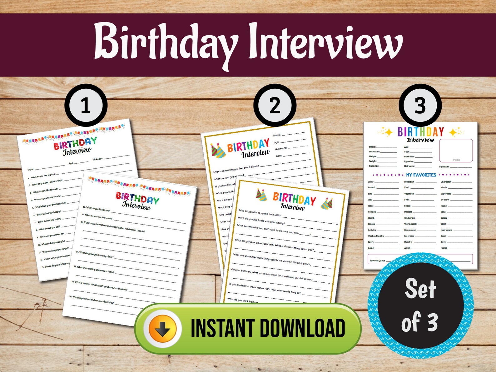 Birthday Interview Printable Birthday Questionnaire Birthday - Etsy