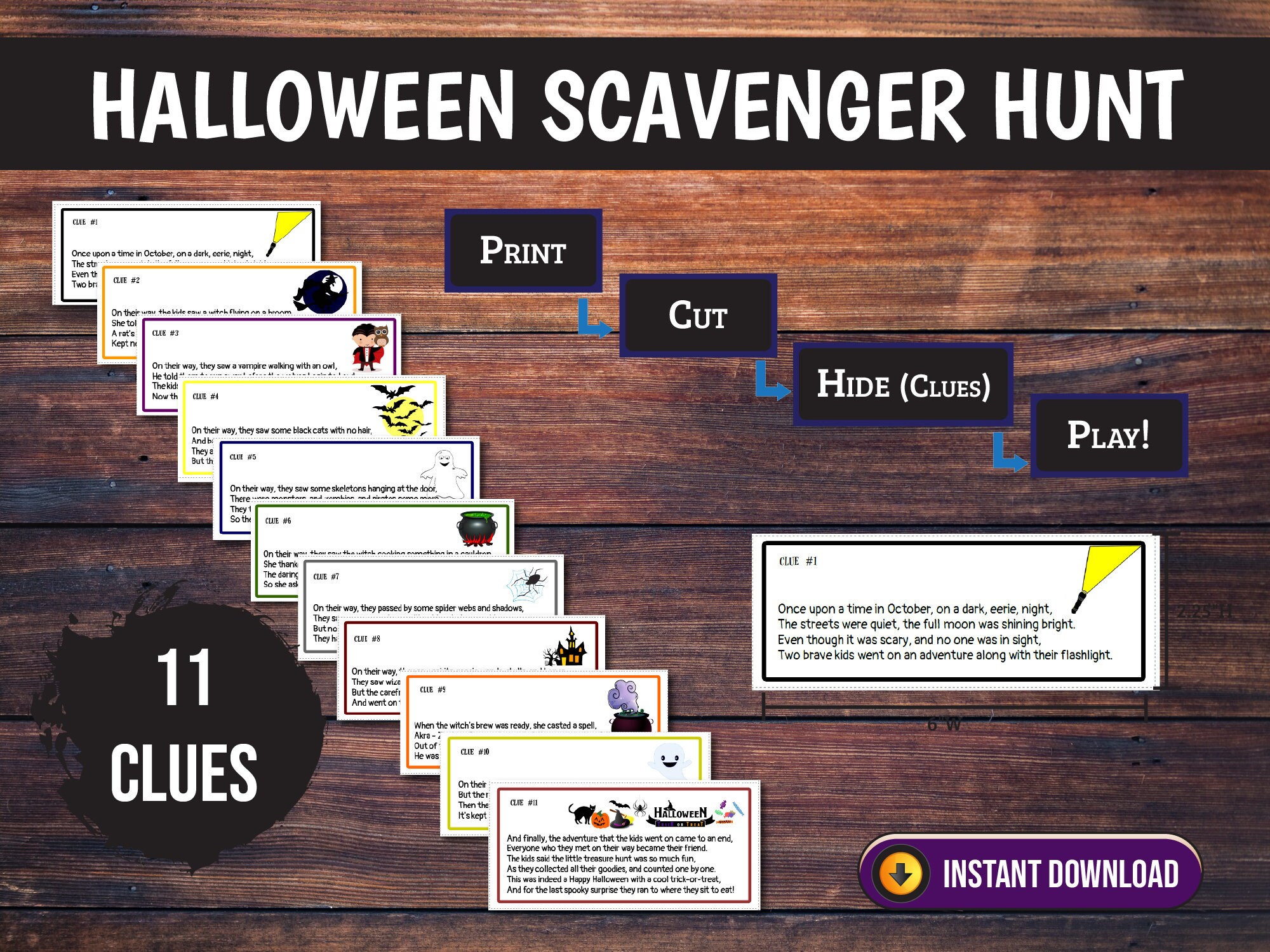 Halloween Scavenger Hunt for Kids, Halloween Treasure Hunt, Printable ...