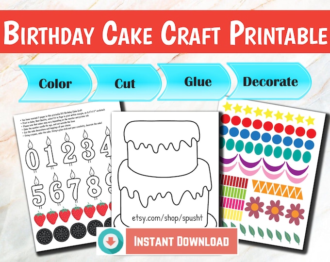 Printable Birthday Cake Craft Template for Kids Birthday Activities ...