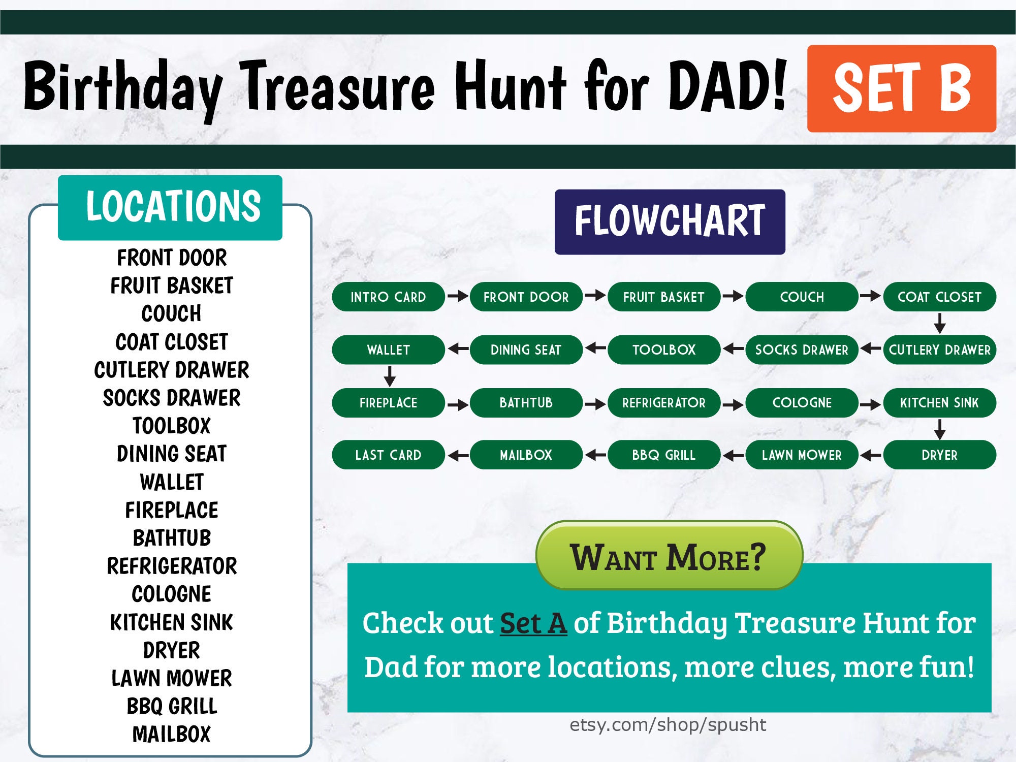 Dad Birthday Printable, Indoor Treasure Hunt for Dad, Birthday ...