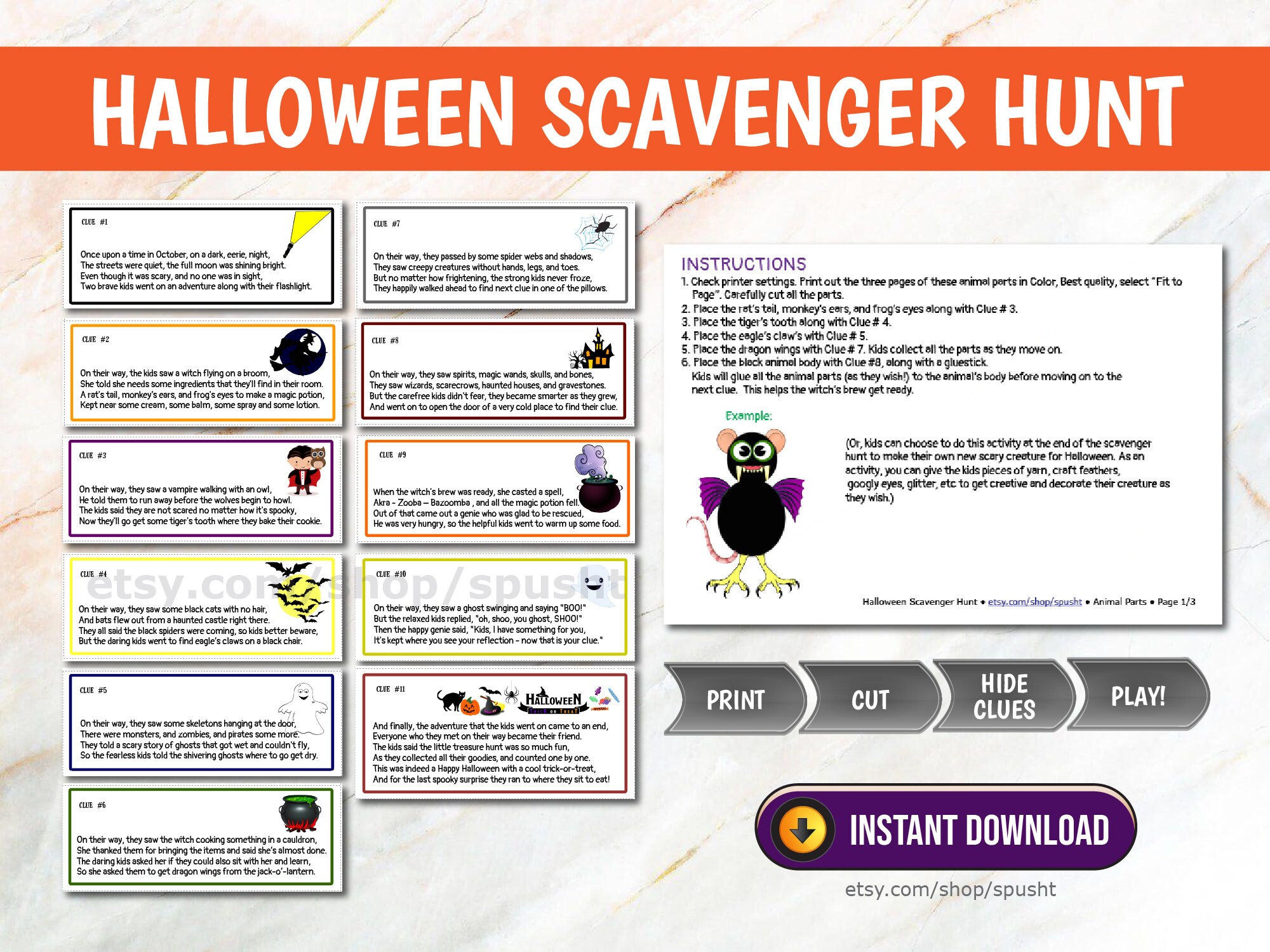 Halloween Scavenger Hunt for Kids, Halloween Treasure Hunt, Printable ...