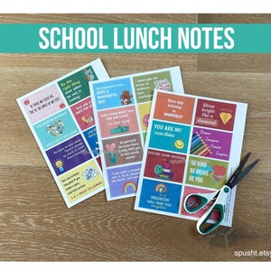 Printable Lunch Notes for Kids Positive Messages & Inspirational Quotes ...