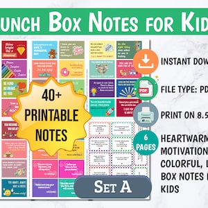 Printable Lunch Notes for Kids Positive Messages & Inspirational Quotes ...