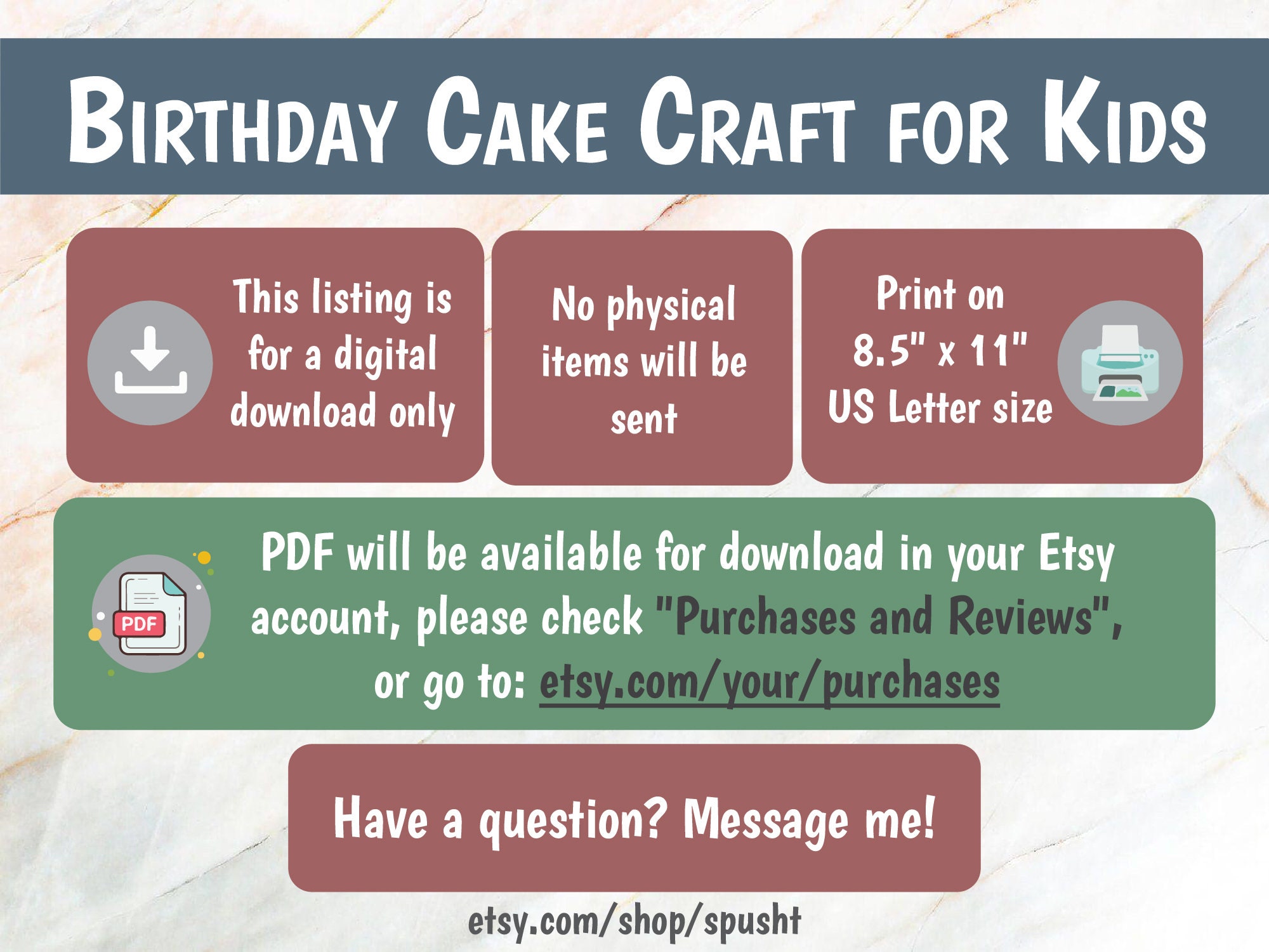 Birthday Printable for Kids, Birthday Party Ideas, DIY Paper Cake Craft ...