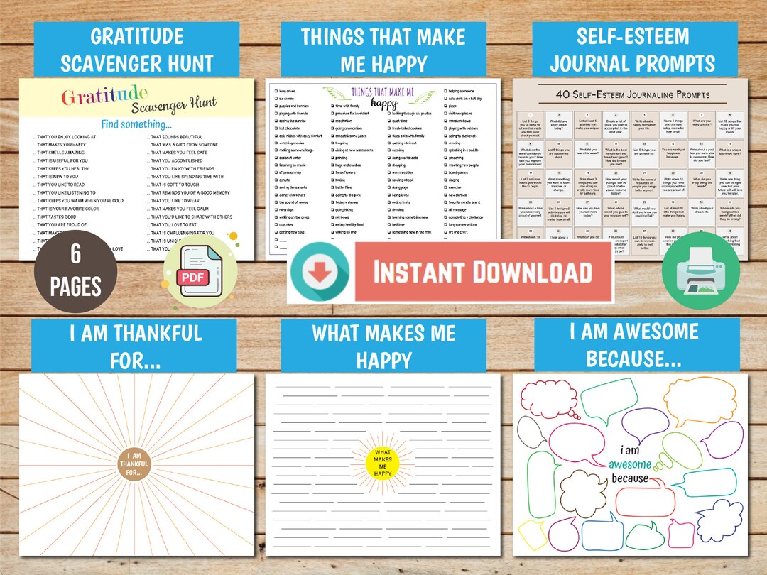 Printable Positivity Bundle, Daily Reflection, Gratitude & Self-esteem ...