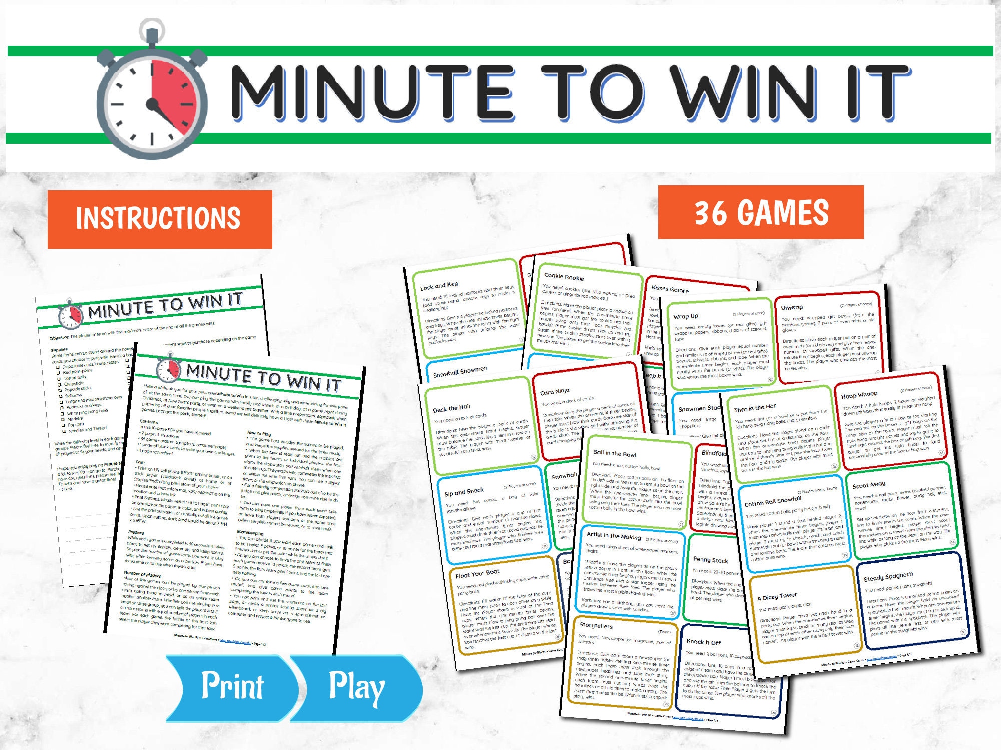 Minute to Win It Games, Family Reunion, Game Night, Birthday Party Game ...