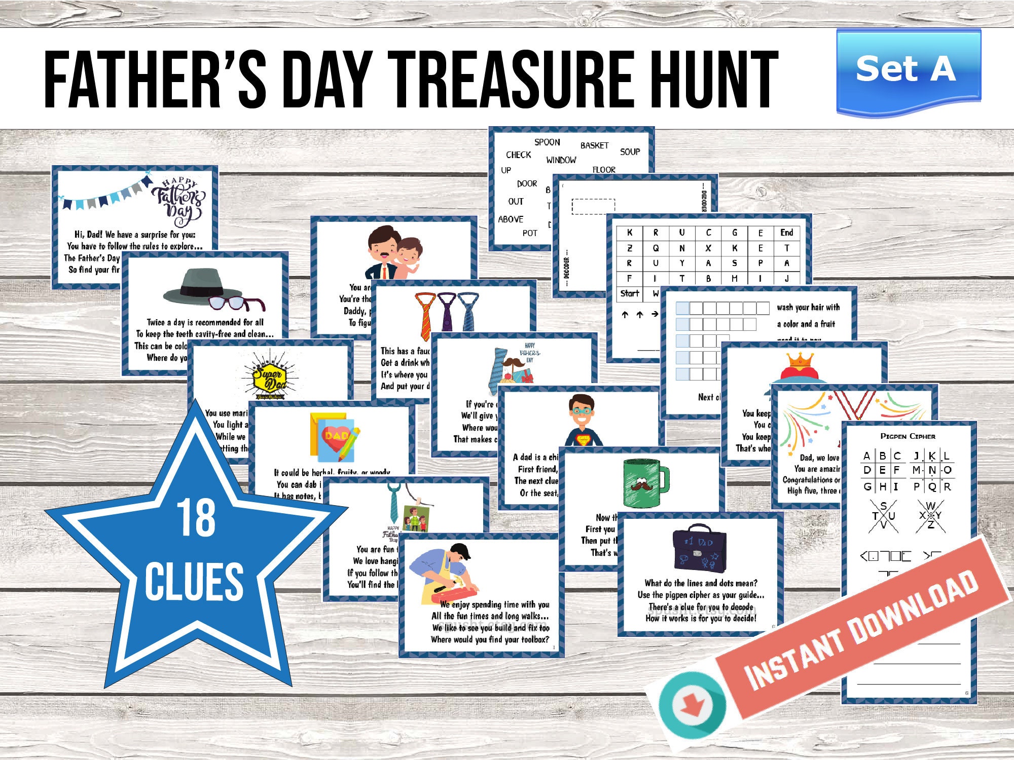 Fathers Day Printable, Fathers Day Surprise, Treasure Hunt at Home for ...