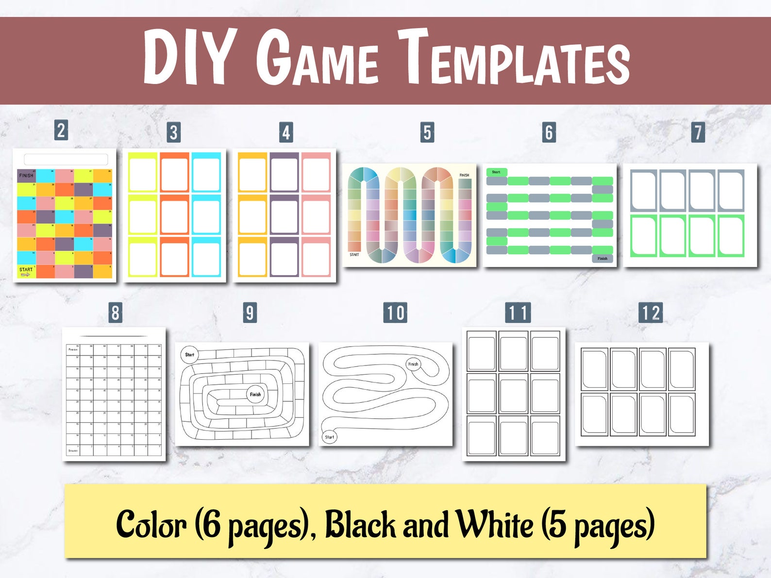 DIY Board Game Template, Printable Blank Game Board, DIY Game Cards ...
