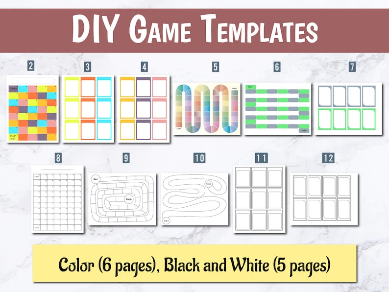 DIY Board Game Template, Printable Blank Game Board, DIY Game Cards ...