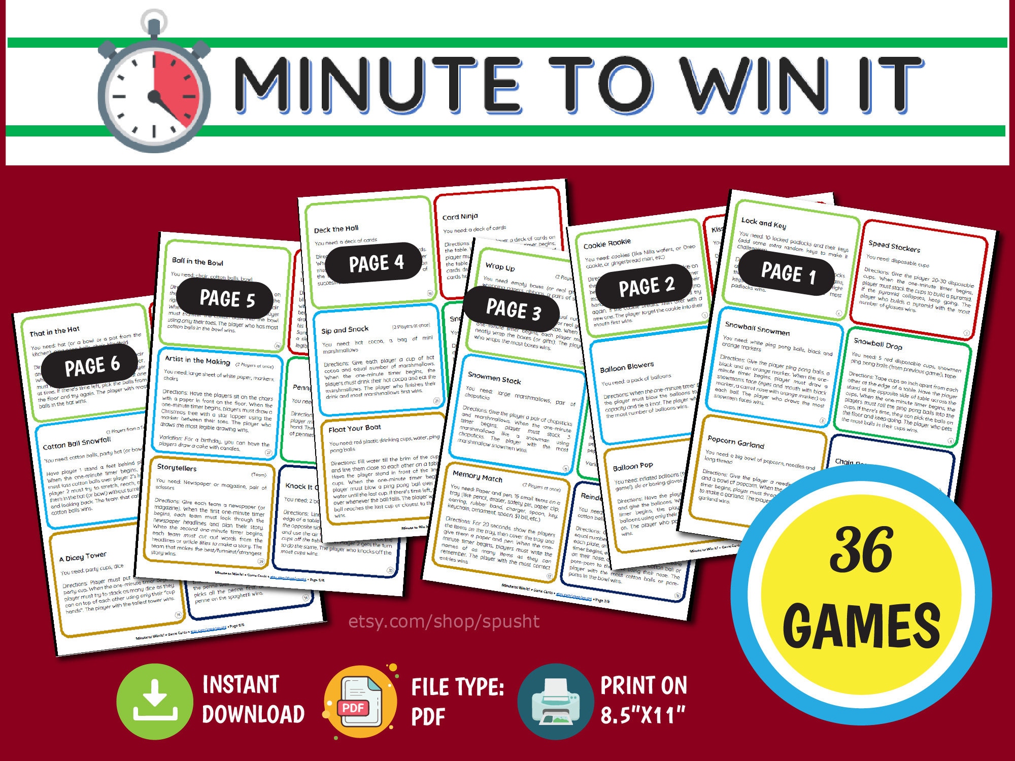 Minute to Win It Games, Family Reunion, Game Night, Birthday Party Game ...