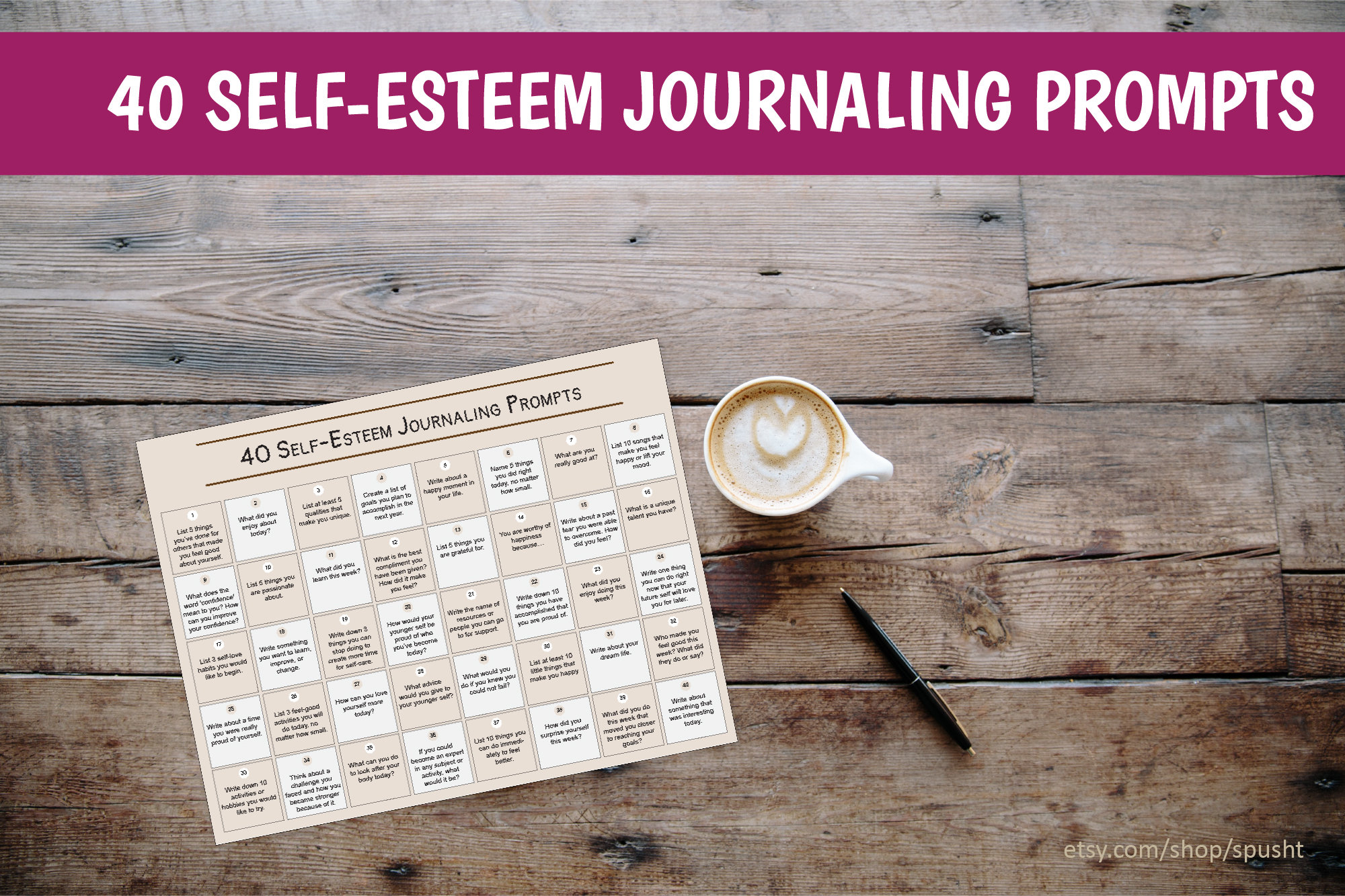 Self-esteem Journal Prompts, Digital Download, Reflection Pages ...