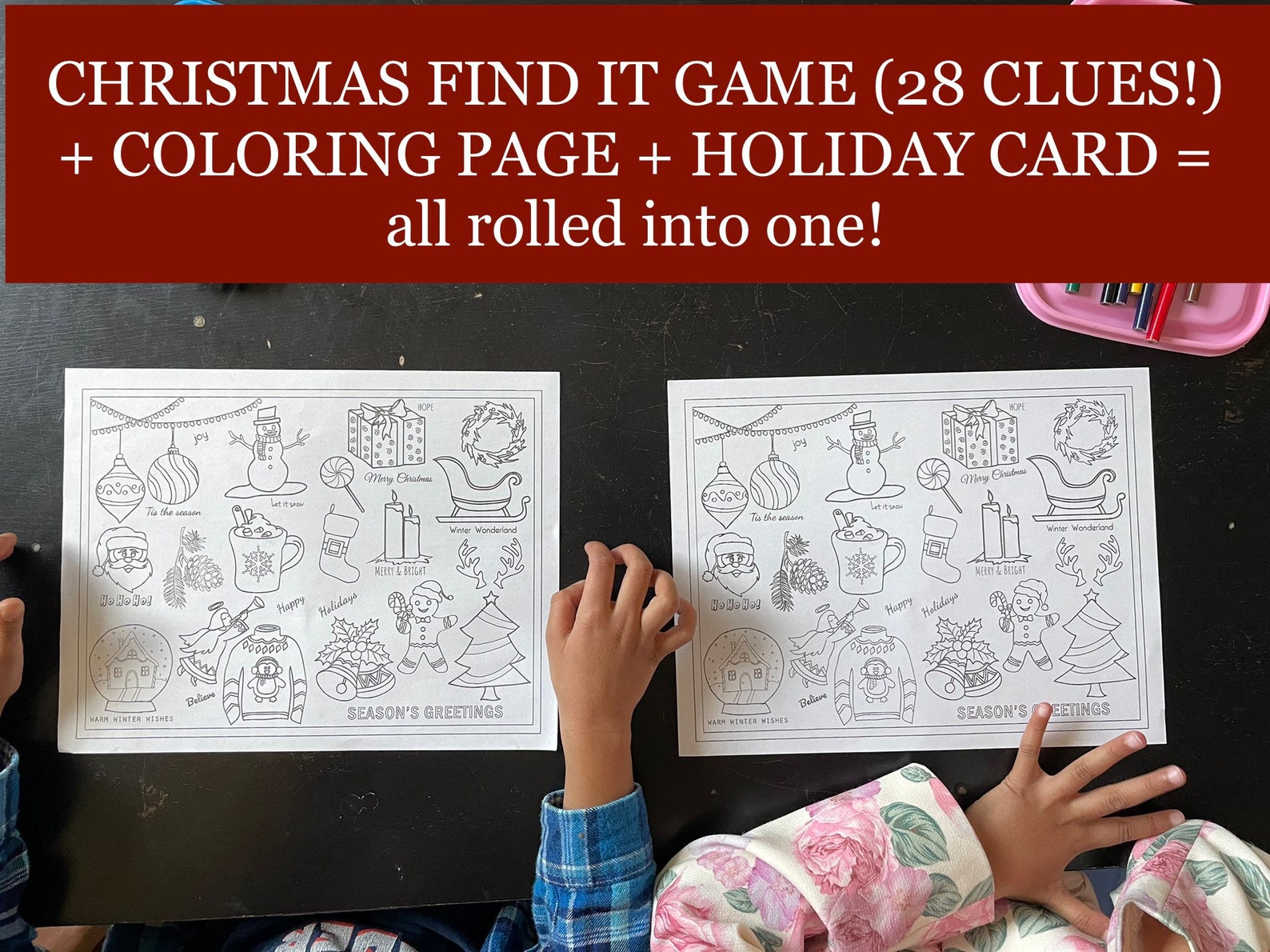 Christmas Activity for Kids, DIY Christmas Holiday Card, Christmas ...