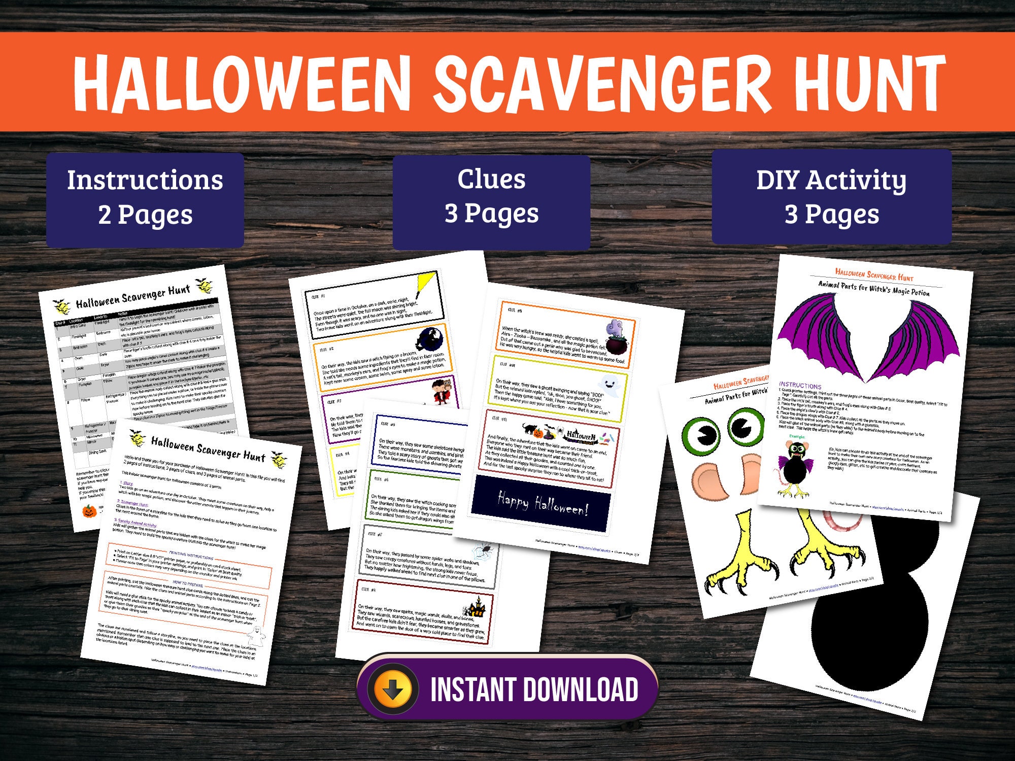 Halloween Games for Kids, Printable Halloween Scavenger Hunt, Fun ...