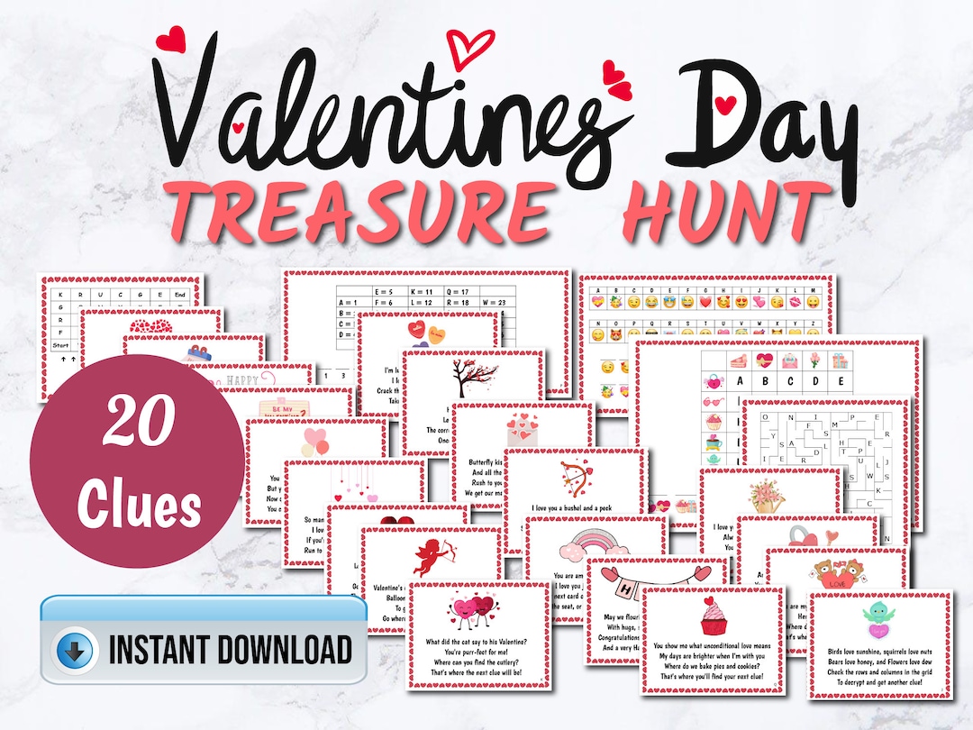 Valentines Day Scavenger Hunt, Family Friendly, Printable Valentine Day ...