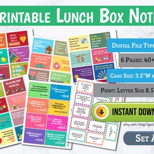 Printable Lunch Notes for Kids Positive Messages & Inspirational Quotes ...