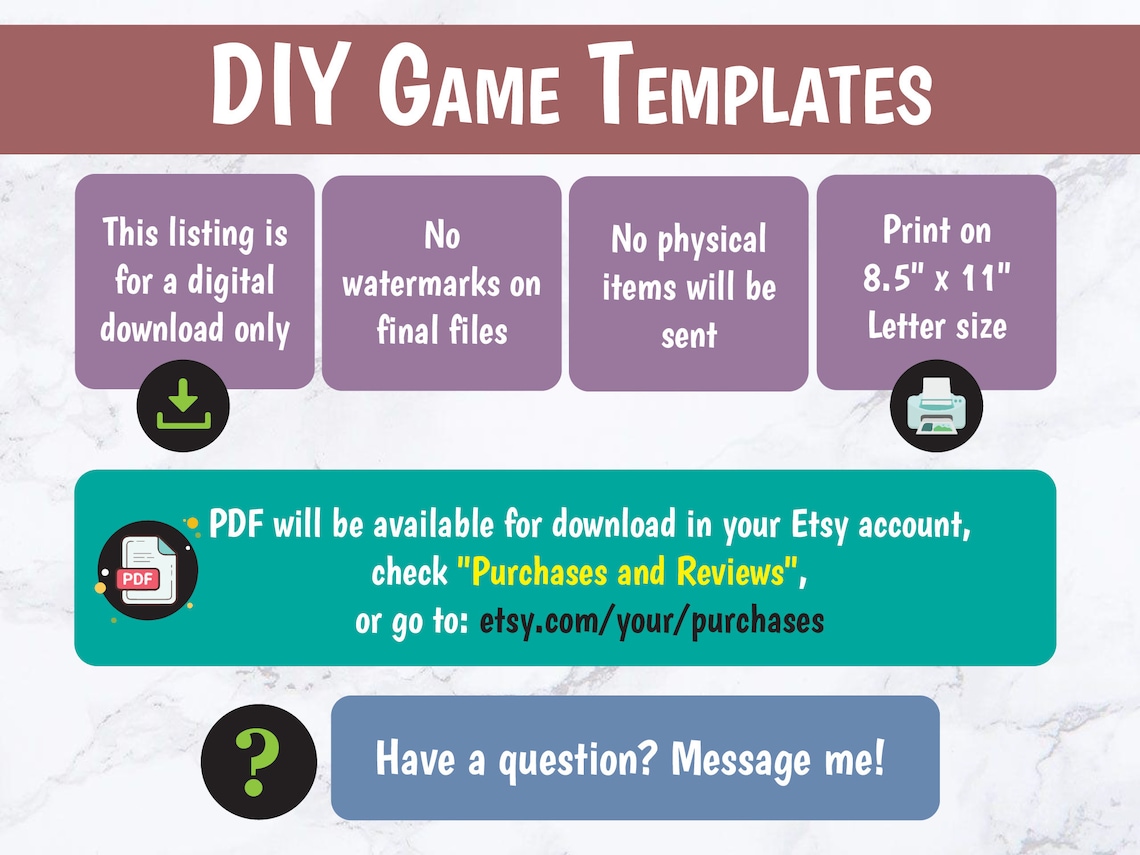 DIY Board Game Template, Printable Blank Game Board, DIY Game Cards ...