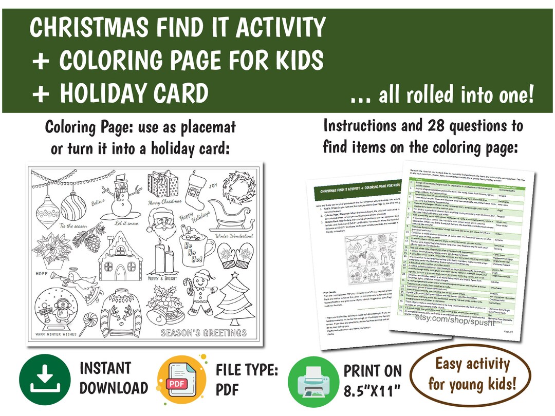 Christmas Activity for Kids, DIY Christmas Holiday Card, Christmas ...