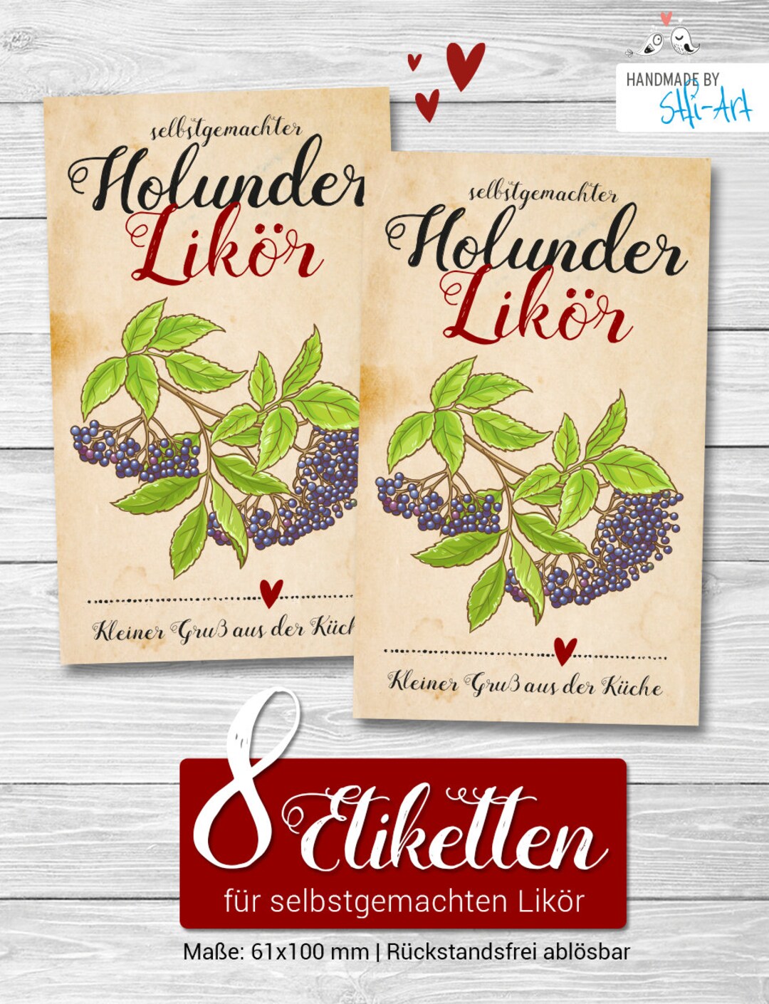 8 X Dark Elderberry Liqueur | Labels 61 X 100 Mm - Etsy