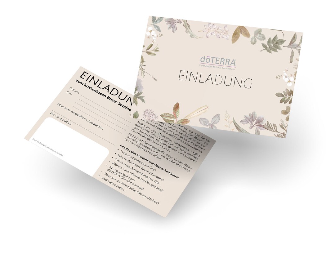 Doterra A6 Invitation Cards free Basic Seminar - Etsy