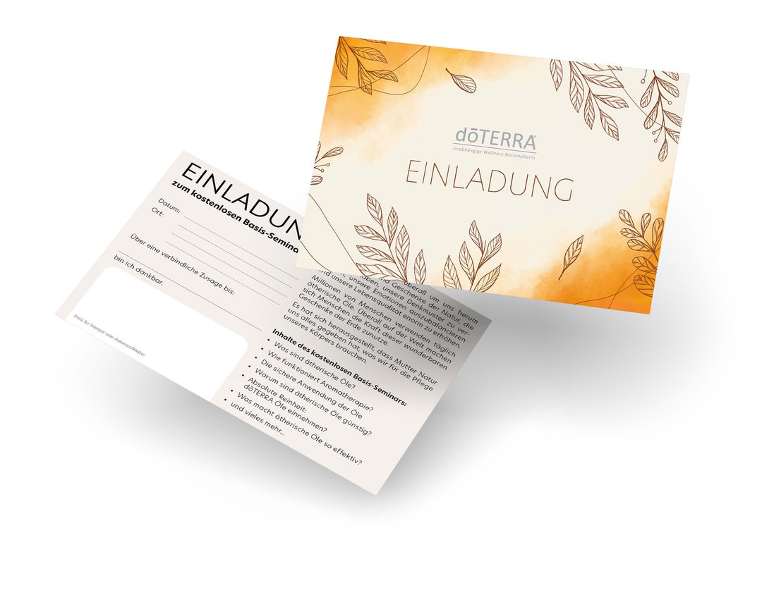 Doterra A6 Invitation Cards free Basic Seminar - Etsy