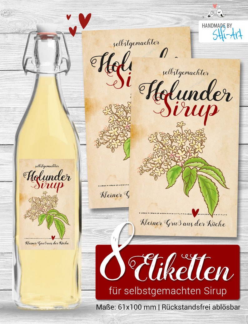 8 x Holunder-Sirup | Klebe-Etiketten 61 x 100 mm - Etsy.de