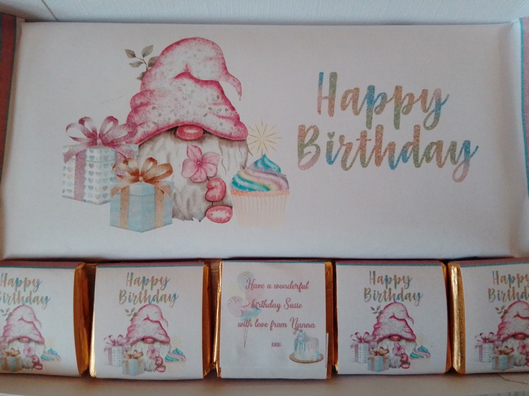 Personalised Birthday Chocolate Gift Box With Card - Gnome Design ...