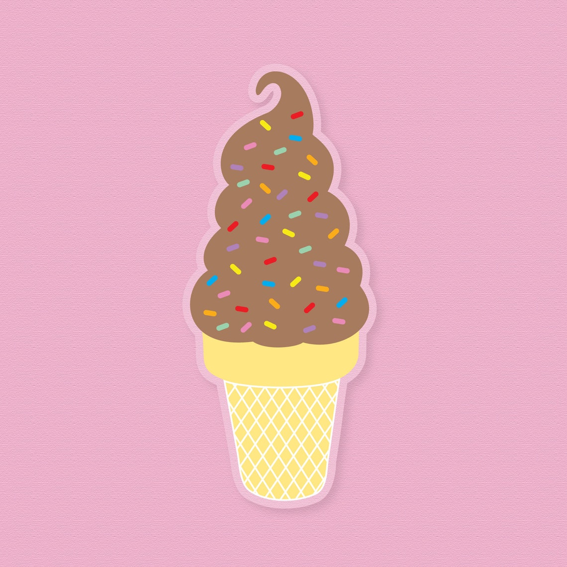 Ice Cream Cone Sticker Chocolate Soft Serve With Sprinkles Etsy Uk