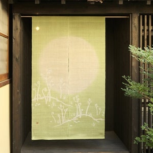 Kyoto Noren Japanese Door Curtain Linen Bracken Warabi Green Spring ...