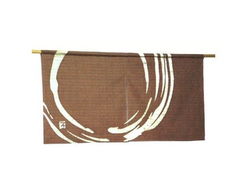 Kyoto Enso Maru Pattern Noren Door Curtain Roketsu Dye Brown | Etsy
