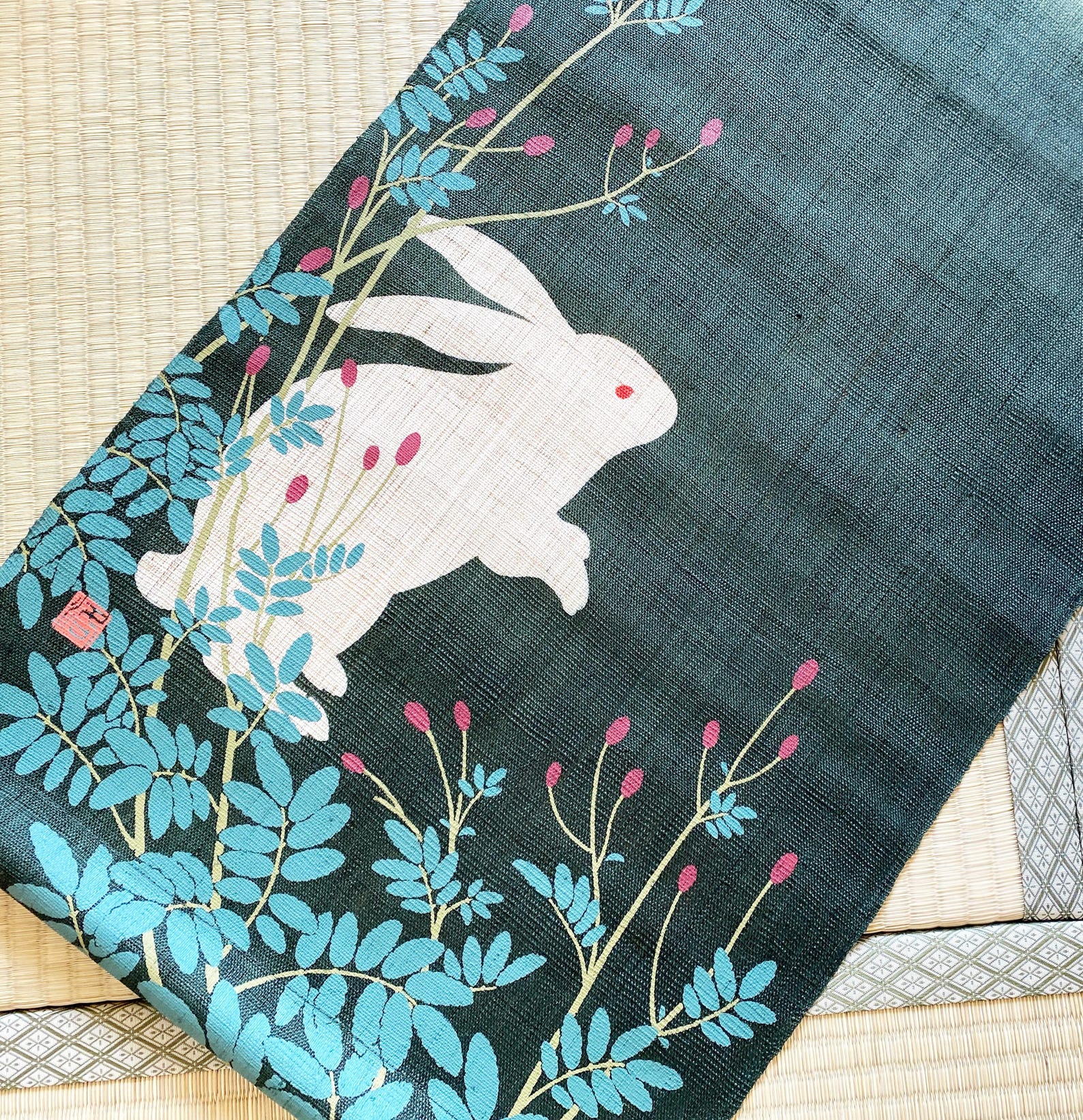 Kyoto Hangin Scroll Kakejiku Tapestry Handpaint Usagi Rabbit Moon ...
