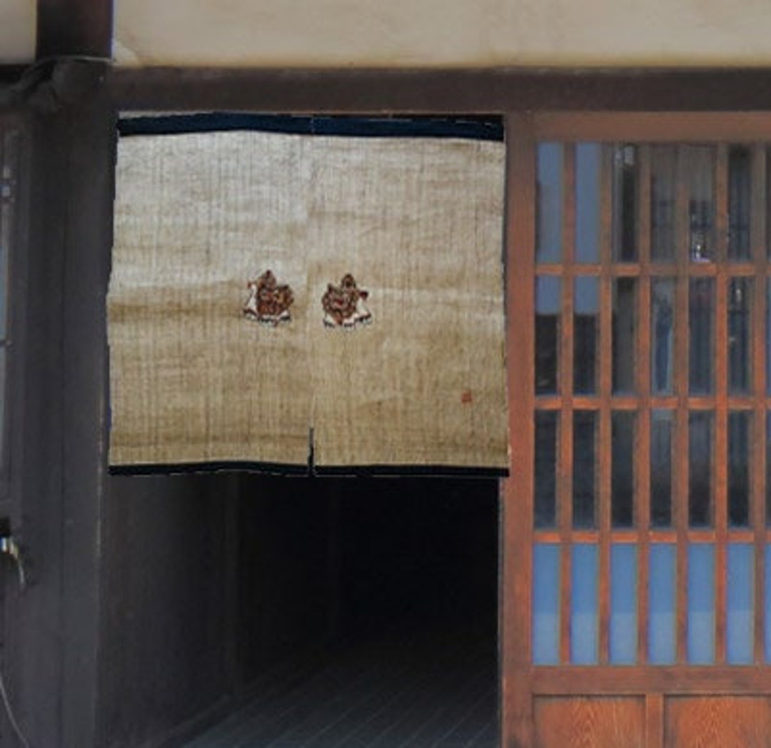 Kyoto Noren Japanese Hanging Curtain Japan Om Aun Foo Dog Handpaint ...