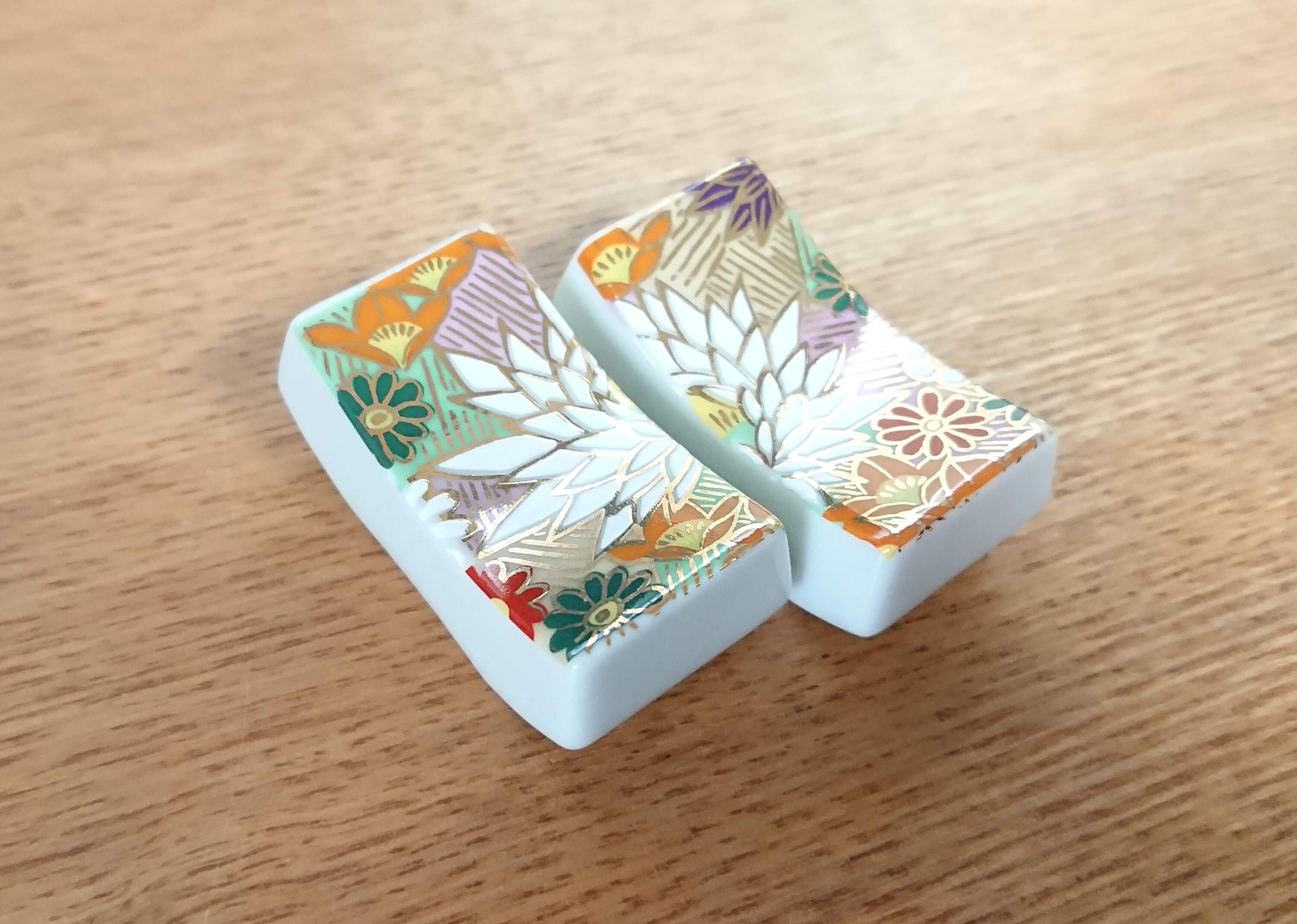 Hashioki Kutani yaki porcelain japanese chopstick rest Gold | Etsy
