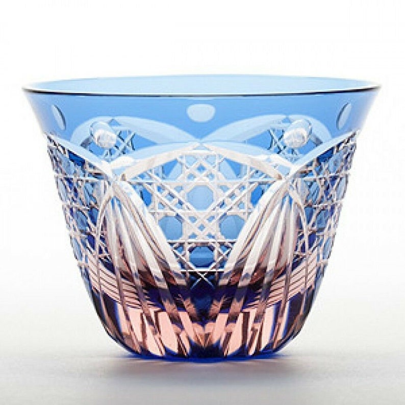 Edo Kiriko Guinommi Ochoko Japanese Glass Sake Cup Hakkaku | Etsy