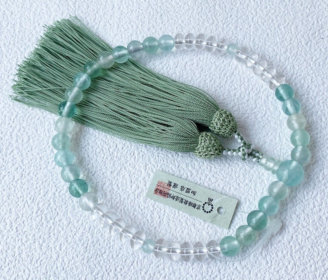 Buddhist Rosary Mala Juzu Prayer Beads Japan Kyoto Green Fluorite ...