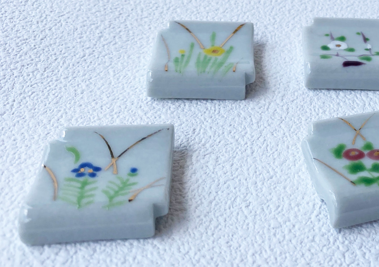 Kyo Kiyomizu Yaki Japanese Chopstick Rest Hashioki 5pcs 5 Flowers Cute ...