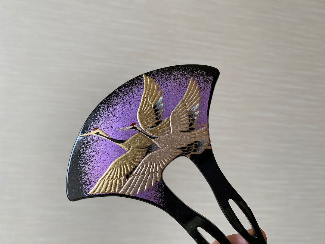 Japanese Lacquer Geisha Kanzashi Comb Kimono Traditional Hairpin Flying ...
