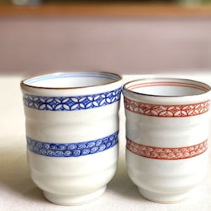 Yunomi Kyo Kiyomizu Yaki Porcelain Japanese Tea Cup Set Some Aka Obi ...