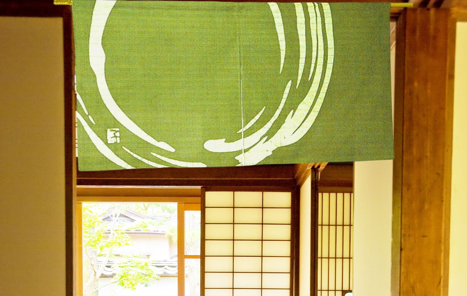Kyoto Enso Maru Pattern Noren Door Curtain Roketsu Dye Green 85x43cm ...
