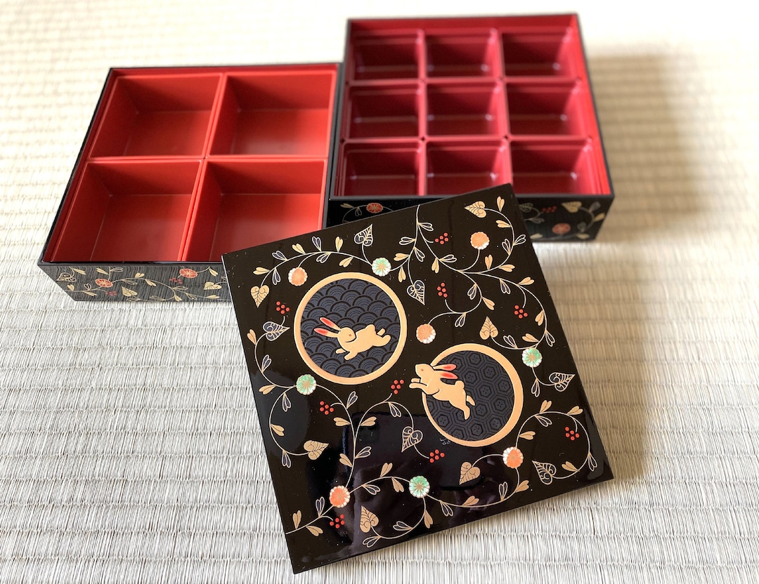 Jubako Bento Box Rabbit Black Lunch Box Yamanaka Lacquerware Japan W/4 ...