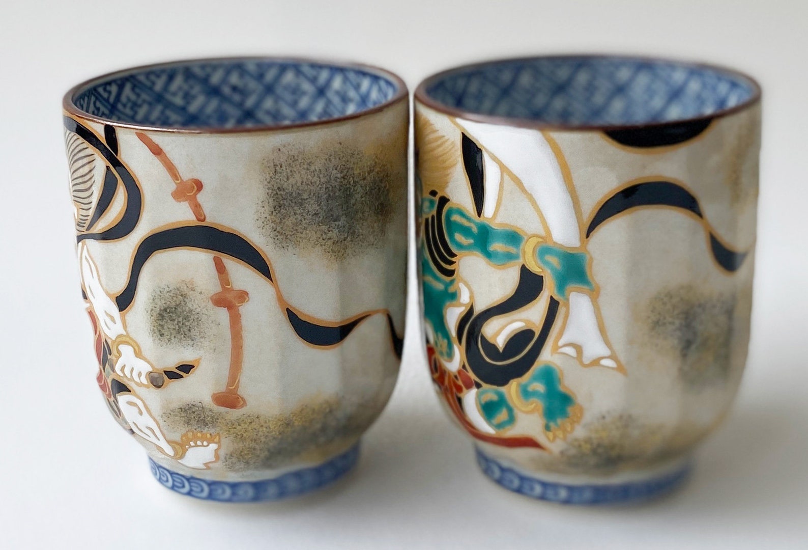 Yunomi Kyo Kiyomizu Yaki Japanese Tea Cup Set Fujin Raijin - Etsy