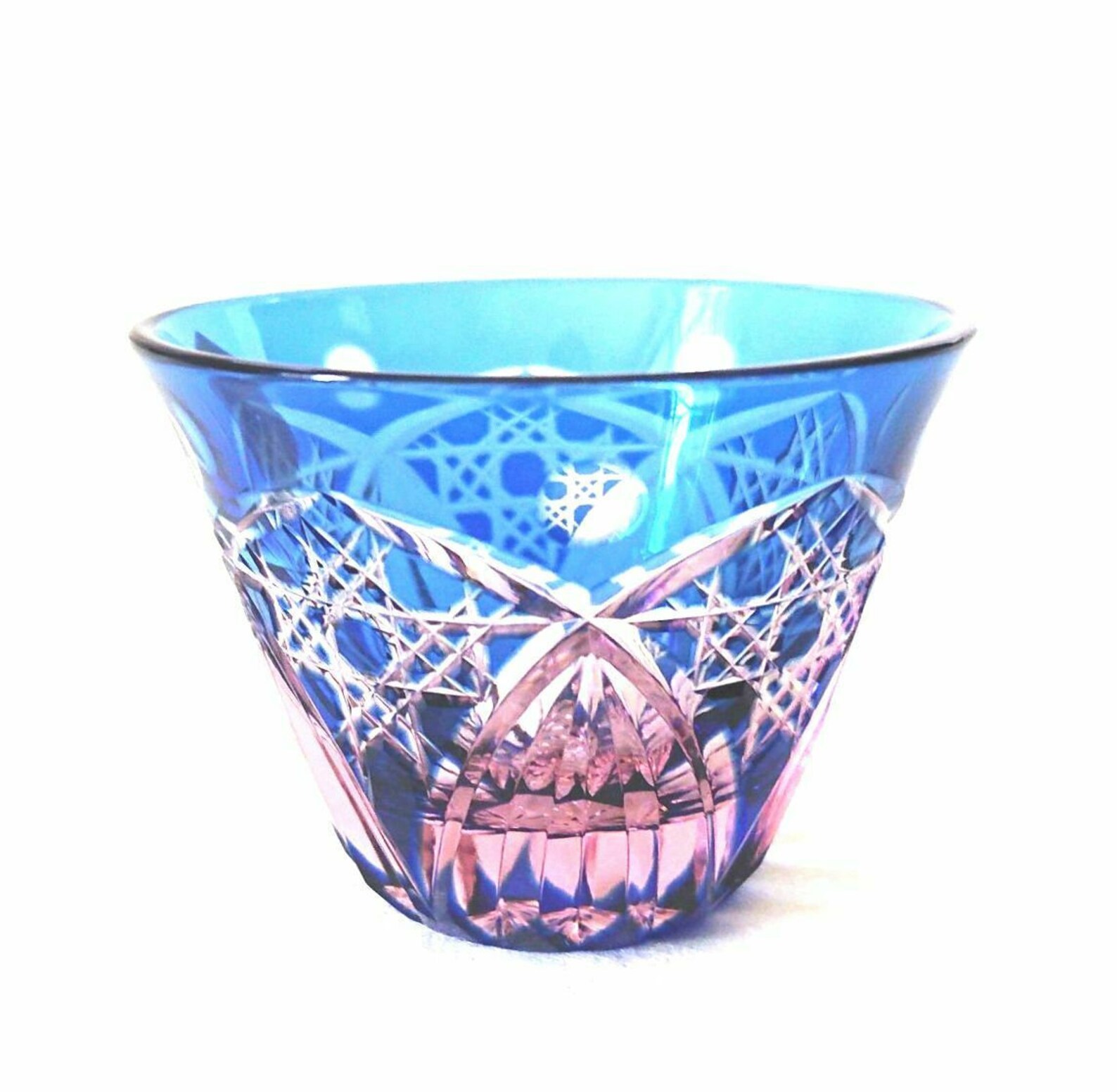 Edo Kiriko Guinommi Ochoko Japanese Glass Sake Cup Hakkaku - Etsy