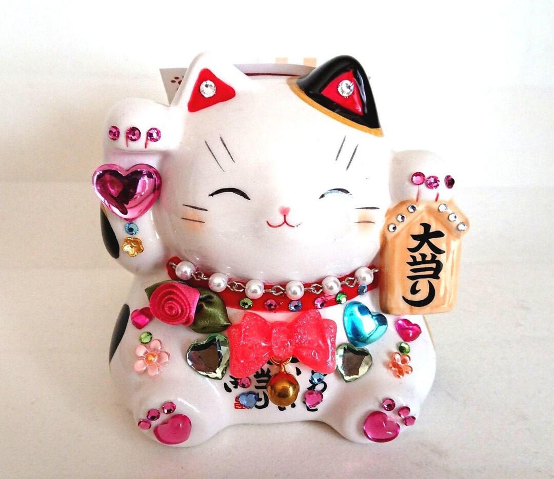 Gorgeous Maneki Neko Japanese Fortune Lucky Cat Deco Decoration Made in ...