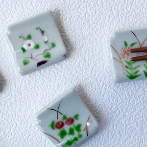Kyo Kiyomizu Yaki Japanese Chopstick Rest Hashioki 5pcs 5 Flowers Cute ...
