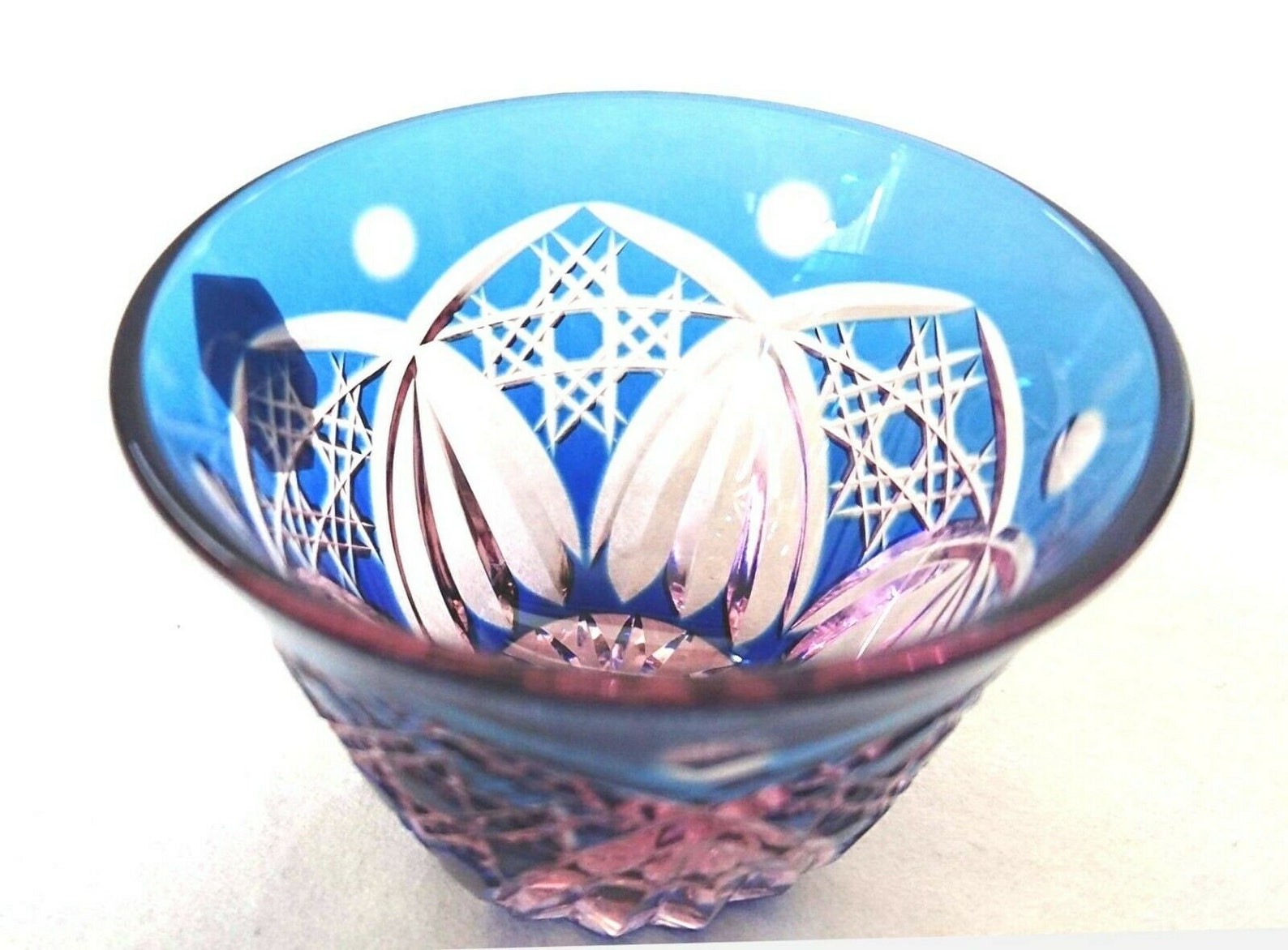 Edo Kiriko Guinommi Ochoko Japanese Glass Sake Cup Hakkaku - Etsy