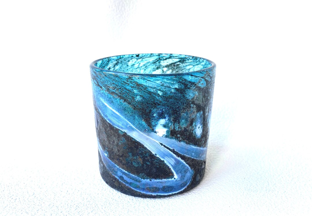Japanese Ryukyu Glass Beer Rock Cup Tumbler Light Blue Sea Made in ...