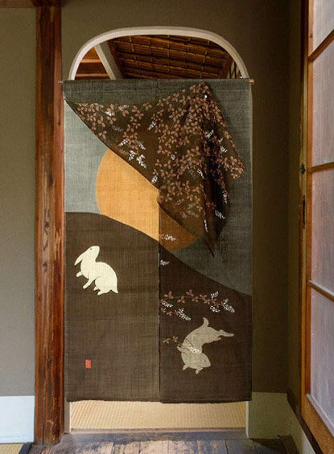 Kyoto Linen Noren Double Cloth Japanese Door Curtain Hanging Curtain ...