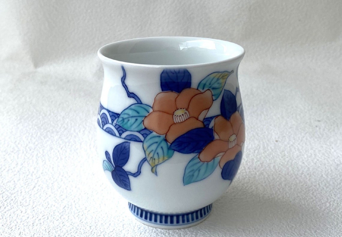Arita Yaki Yunomi Japanese Porcelain Tea Cup Nabeshima Camellia Hataman ...