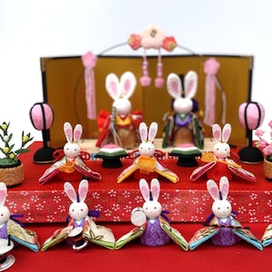 Kyoto Chirimen Crape Hina Doll Usagi Rabbit Set Japanese Girls Festival ...